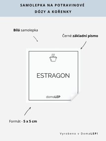 Samolepka na kořenky ESTRAGON bílá 5 × 5 cm základní písmo
