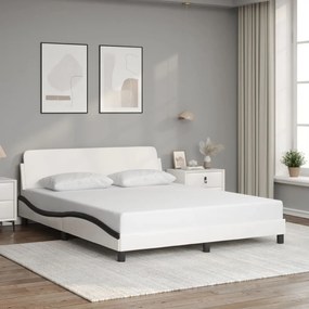 Rám Postele S Čelem Bílý A Černý 160 X 200 Cm Umělá Kůže
