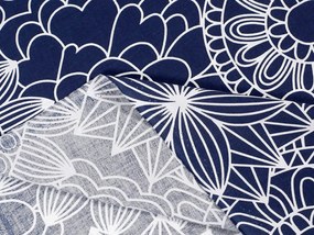 Biante Bavlněný závěs Sandra SA-273 Bílé mandaly na tmavě modrém 140x260 cm