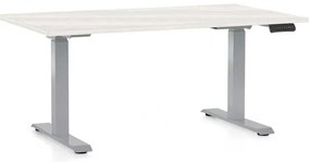 Výškově nastavitelný stůl OfficeTech D, 120 x 80 cm, šedá podnož, bílý jasan