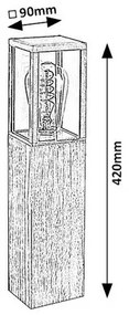 Rabalux 7196 venkovní nízký sloupek lucerna s dřevěnými prvky Wales