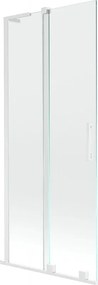 Mexen Velar L, 2-křídlová posuvná vanová zástěna 85 x 150 cm, 8mm čiré sklo, bílý profil, 896-085-003-01-20