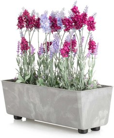 PLASTOVÝ KVĚTINÁČ SALVIA 37,5X17 CM IMITACE BETONU ŠEDÁ