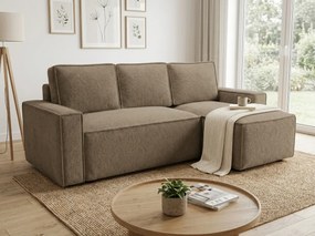 Rozkládací oboustranná sedací souprava do L SMART BOUCLE 232x143 cm, tmavě béžová