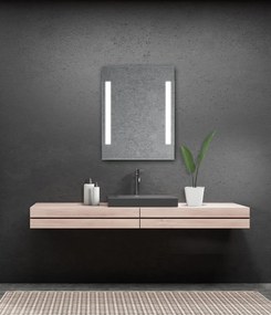 Amirro Zrcadlo na zeď chodbu do pokoje ložnice koupelny předsíně LUMINA SENZOR LED - 90 x 70 cm se dvěma  LED podsvícenými pruhy a s dotykovým sensorem 901-008