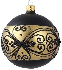 Vánoční koule černá zlatý dekor