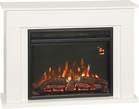 HOMCOM Elektrický krb s plamenem ve 12 barvách a 5 stupni jasnosti, dálkové ovládání a časovač, 98x23,5x69,5 cm, bílá a černá