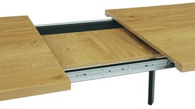 Rozkládací jídelní stůl HT-780 OAK, 140+40x85 cm, MDF fólie 3D dekor divoký dub, kov černý lak mat