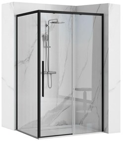 Sprchový kout REA SOLAR 80/pevná stěna x 100/dveře cm, černý matný Varianta: Bez sprchové vaničky