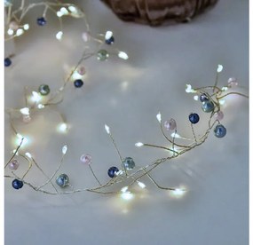 Vánoční LED mikro řetěz s perličkami, studená bílá, 100 LED, 1m, na baterie