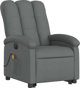 Elektrické zvedací masážní polohovací křeslo tmavě šedé textil 3204129