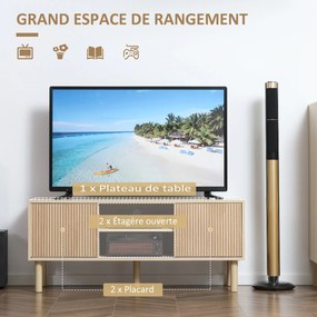 HOMCOM Televizní stolík pro TV do 50 palců s 2 posuvnými dveřmi a 2 policemi s řešením kabeláže - 115 x 40 x 49 cm