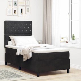 Postel s boxspringem s matrací s čelo Černý 90 x 190 cm samet 3339736
