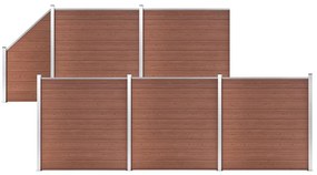 Plotová sada WPC 5 čtvercových + 1 šikmý díl 965 x 186 cm hnědá 3053219