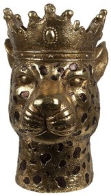 Zlatá antik dekorativní socha leopard s korunou - 25*31*41 cm