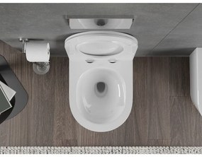 Mexen Rico, závěsná WC mísa 490x360x370 mm, Rimless Tornádo + WC sedátko z duroplastu, bílá lesklá, 30720500T