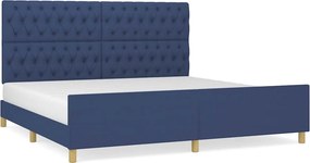 Rám postele s čelem modrý 200 x 200 cm textil 3125330