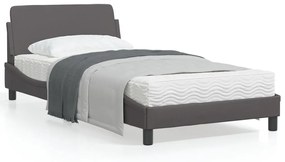 Rám postele s čelem šedý 100x200 cm umělá kůže