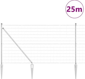 Evropský plot se hroty 25 x 1,2 m Pozinkovaná ocel Stříbrná 3350777