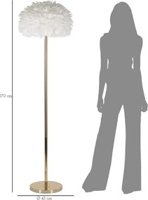 Stojací lampa Feathers 170 cm bílá/zlatá