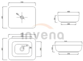 Invena Florina, keramické umyvadlo 51x40x13 cm, imitace kamene, INV-CE-40-705-C