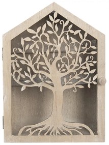 Dřevěná skříňka na klíče se stromem