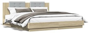 Rám postele s čelem dub sonoma 180 x 200 cm kompozitní dřevo