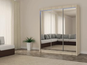 Zrcadlová třídveřová skříň 180 cm Astrid Barva: Sonoma