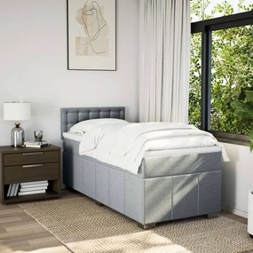 Box spring postel s matrací světle šedá 90x200 cm textil 3289265