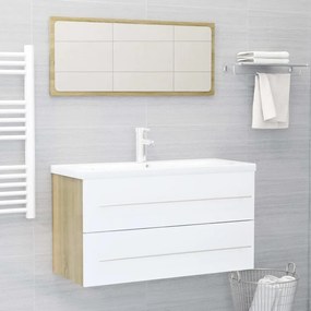 vidaXL 2dílný set koupelnového nábytku dřevotříska [804848] Barva: bílá a dub sonoma