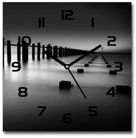 Wallmuralia Skleněné hodiny čtverec Vlnolam Temže 30x30 cm