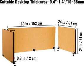 Desk Divider 152,4 cm Desk Privacy Panel, 3 Panel Privacy Akustický panel – Žlutá