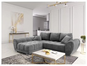 Šedá rozkládací rohová pohovka se sametovým potahem Windsor &amp; Co Sofas Nuage, levý roh