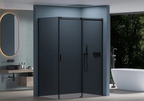 Cerano Santoro, sprchový kout s posuvnými dveřmi 130(dveře) x 100(stěna) x 195 cm, 6mm šedé sklo, černý profil, CER-CER-425476