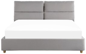 Sametová postel s úložným prostorem 160 x 200 cm světle šedá BATILLY Beliani