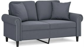 2místná pohovka s polštáři tmavě šedá 120 cm samet 3200936