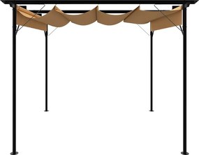 Pergola se zatahovací střechou taupe 3 x 3 m ocel 180 g/m² 312227