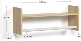 Nástěnný dětský věšák z borovicového dřeva v přírodní barvě 52,5x20 cm Florentina – Kave Home