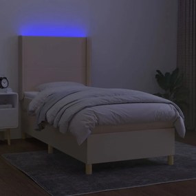 Box spring postel s matrací a LED krémová 100x200 cm textil 3138698