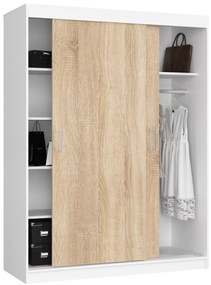 Šatní skříň CLP Mono 150 cm bílá/dub sonoma