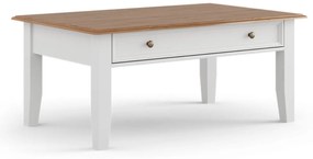 Bílý nábytek Dřevěný konferenční stolek Belluno Elegante, dekor bílá | zlatý dub, masiv, borovice