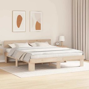 Rám postele s čelo Hnědá 200 x 200 cm Masivní borové dřevo 3382289