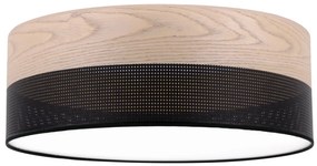 Stropní svítidlo Wood, 1x béžová dubová dýha/černé plastové stínítko, (bílé plexisklo), (fi 40cm)