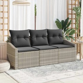 Set pohovek 3 ks Světle šedá polyratan 3346582