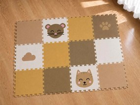 Pěnová podlaha puzzle 12 dílů HNĚDÁ