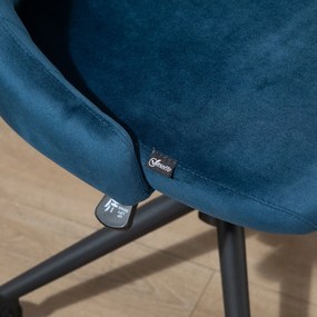 Vinsetto Otočná kancelářská židle Ergonomický design s nastavitelnou výškou 360° otočná pěnová sametová polyesterová modrá 50 x 58 x 77-87 cm