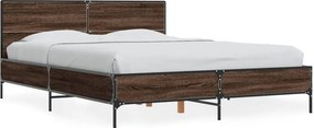 Rám postele hnědý dub 140 x 190 cm kompozitní dřevo a kov 3280036