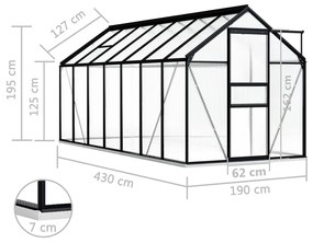 Skleník s podkladovým rámem antracitový hliník 8,17 m² - Default Title
