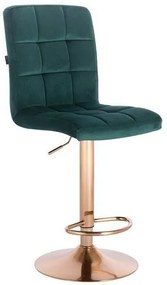Velurová barová židle TOLEDO na zlaté podstavě - zelená