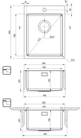 Deante ZPO_010E - Kuchyňský dřez OLFATO 50,5x39 cm kartáčovaná ocel